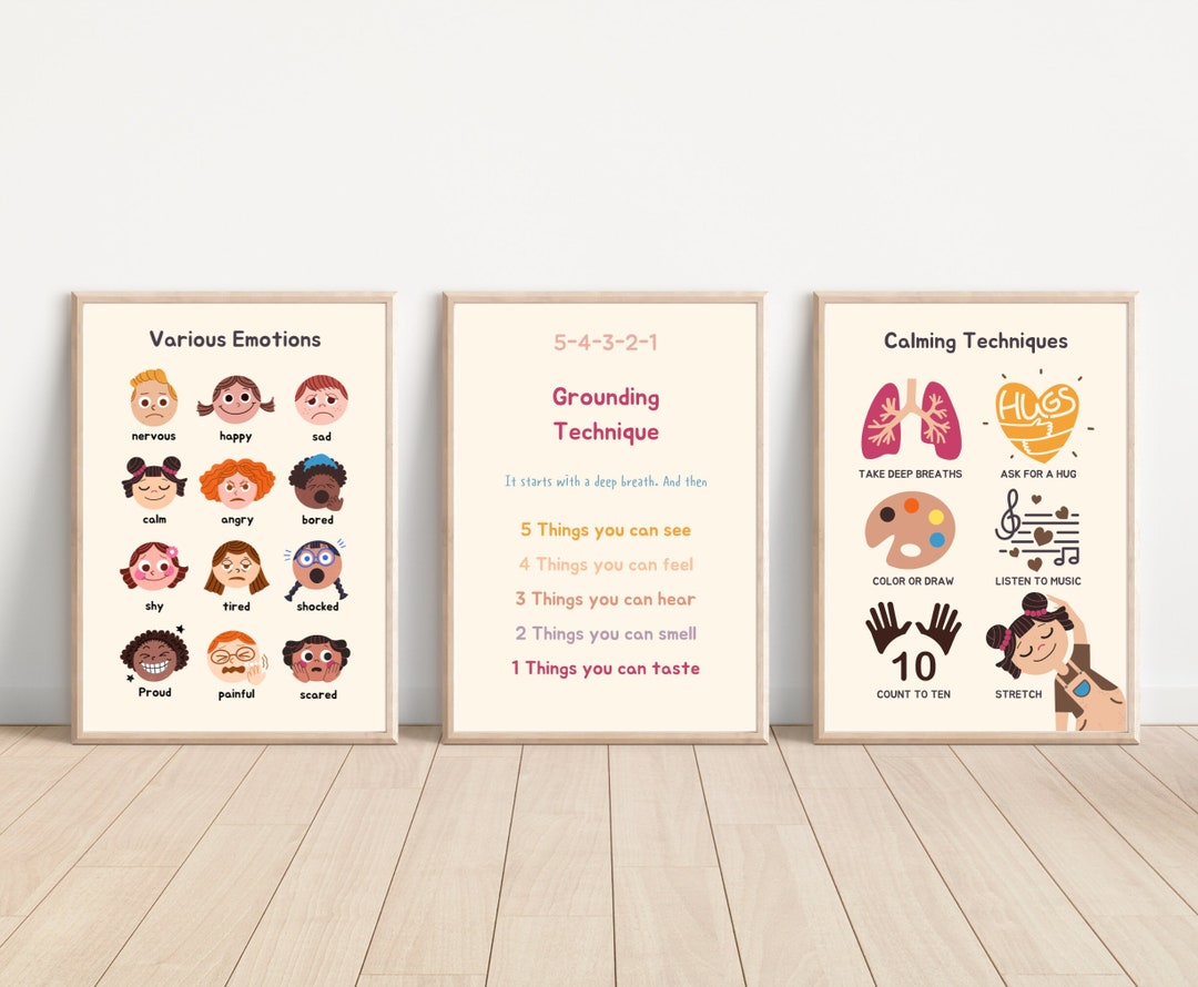 Calm Down Corner Posters: Feelings & Grounding Techniques (set of 3 ...