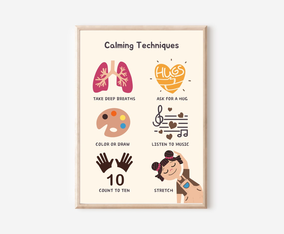 Calming Techniques Chart Poster Calming Corner for Preschool | Etsy