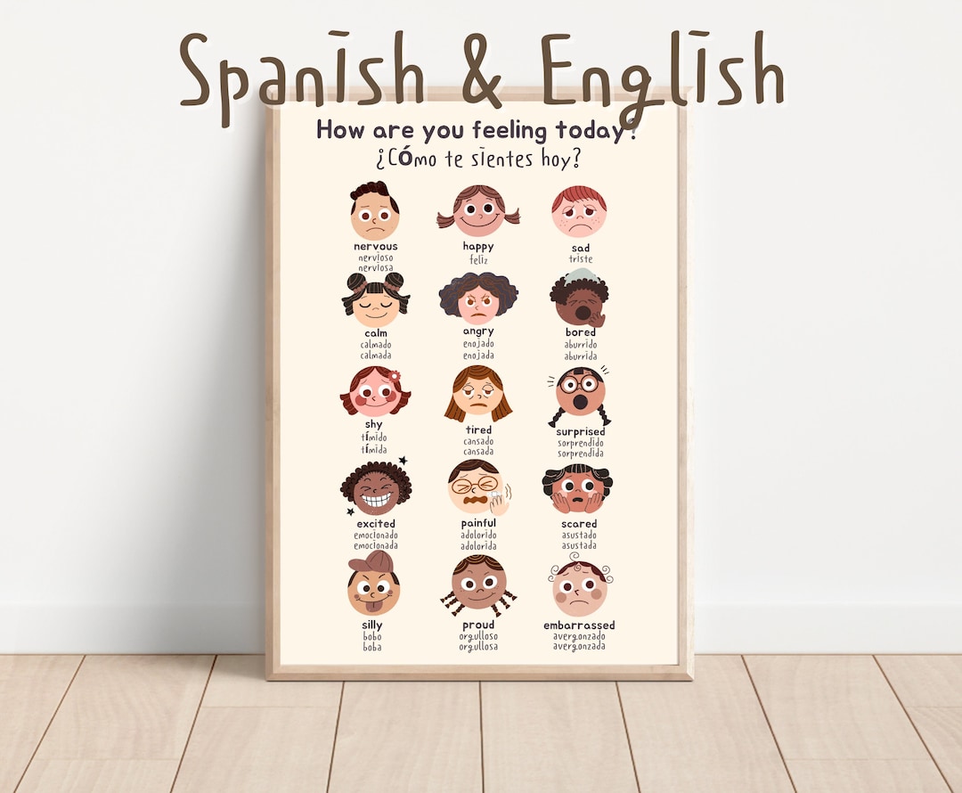 Bilingual Spanish Emotion Poster, How Are You Feeling Today?, Spanish ...