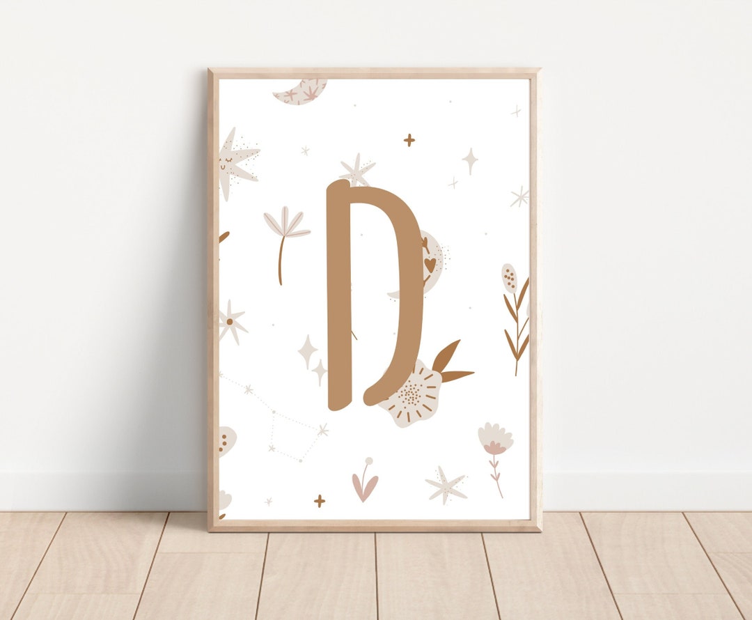 Boho Letter D Print: Kids Room Wall Art (digital Download) - Etsy