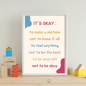 It's Okay Not to Be Okay, Positive Affirmation Poster for Kids ...