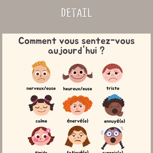 French Educational Poster for French Classroom and Nursery, Emotions ...