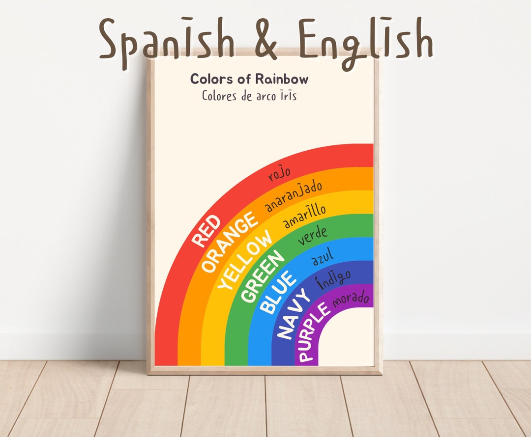 Bilingual Spanish Rainbow Colors Posters, Color Names, Bilingual Color ...