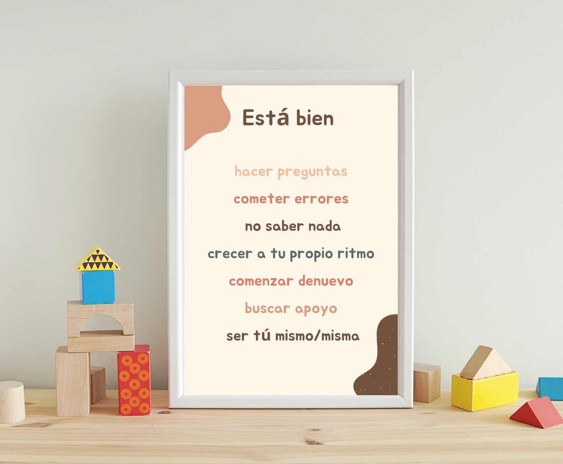 Positive Spanish Boho Affirmation Poster for Kids,motivational Poster ...