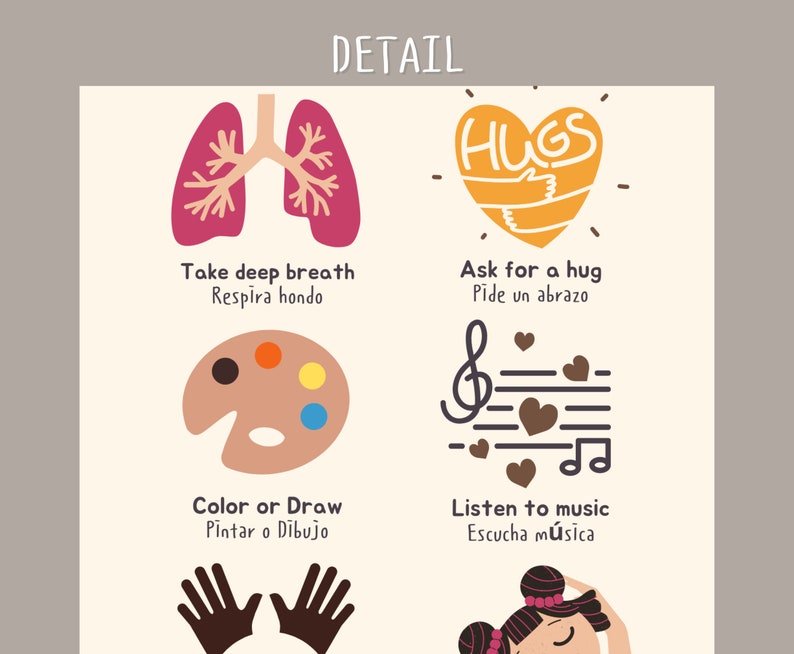 Set of 3 Educational Postersbilingual Spanish Emotioncalming - Etsy