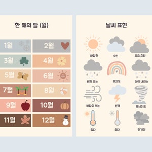 Printable Set of 16 Korean Educational Posters for Kids and Toddlers ...