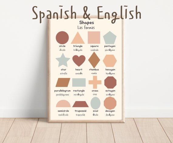 Shapes Educational Bilingual Spanish Poster Printable English - Etsy