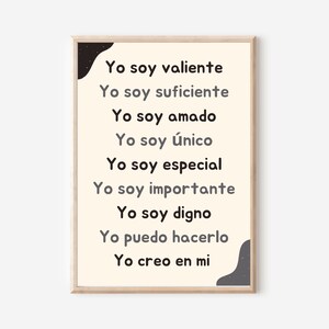 Yo Soy Spanish Affirmations Poster: Motivational Classroom Decor ...