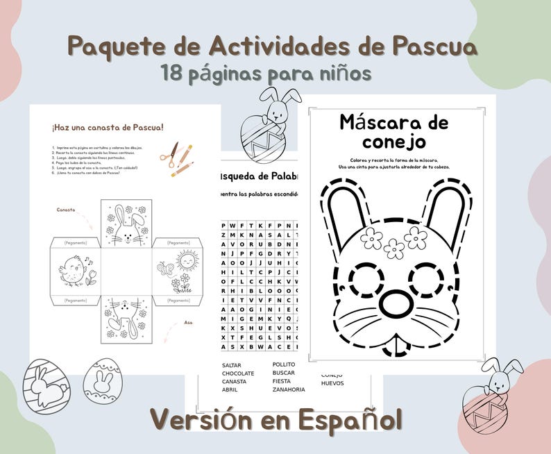 Easter Activity Bundle | Spanish Easter Activities for Kids | Paquete ...