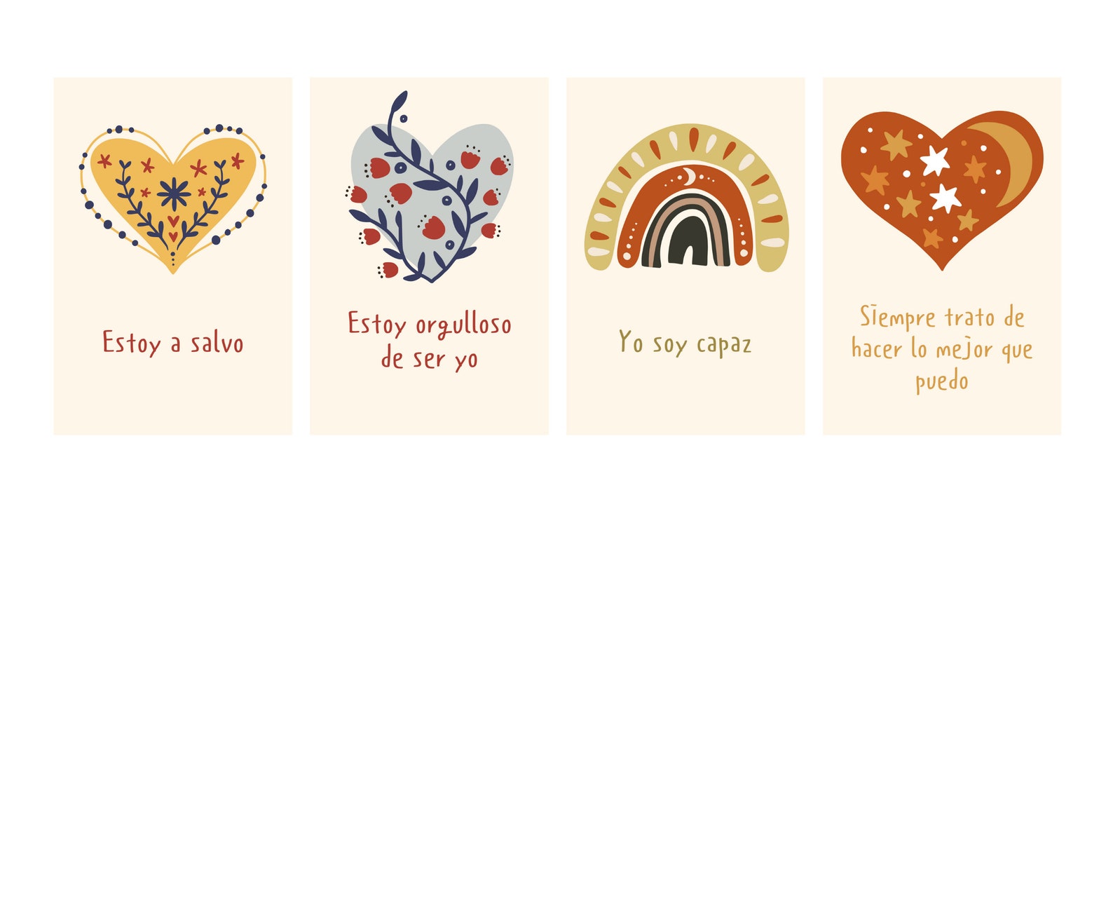 20 Rainbow Boho Spanish Affirmation Cards for Boy Printable - Etsy