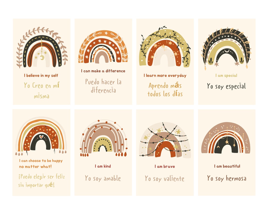 Bilingual Spanish Girl Affirmation Cards for Kids Printable - Etsy