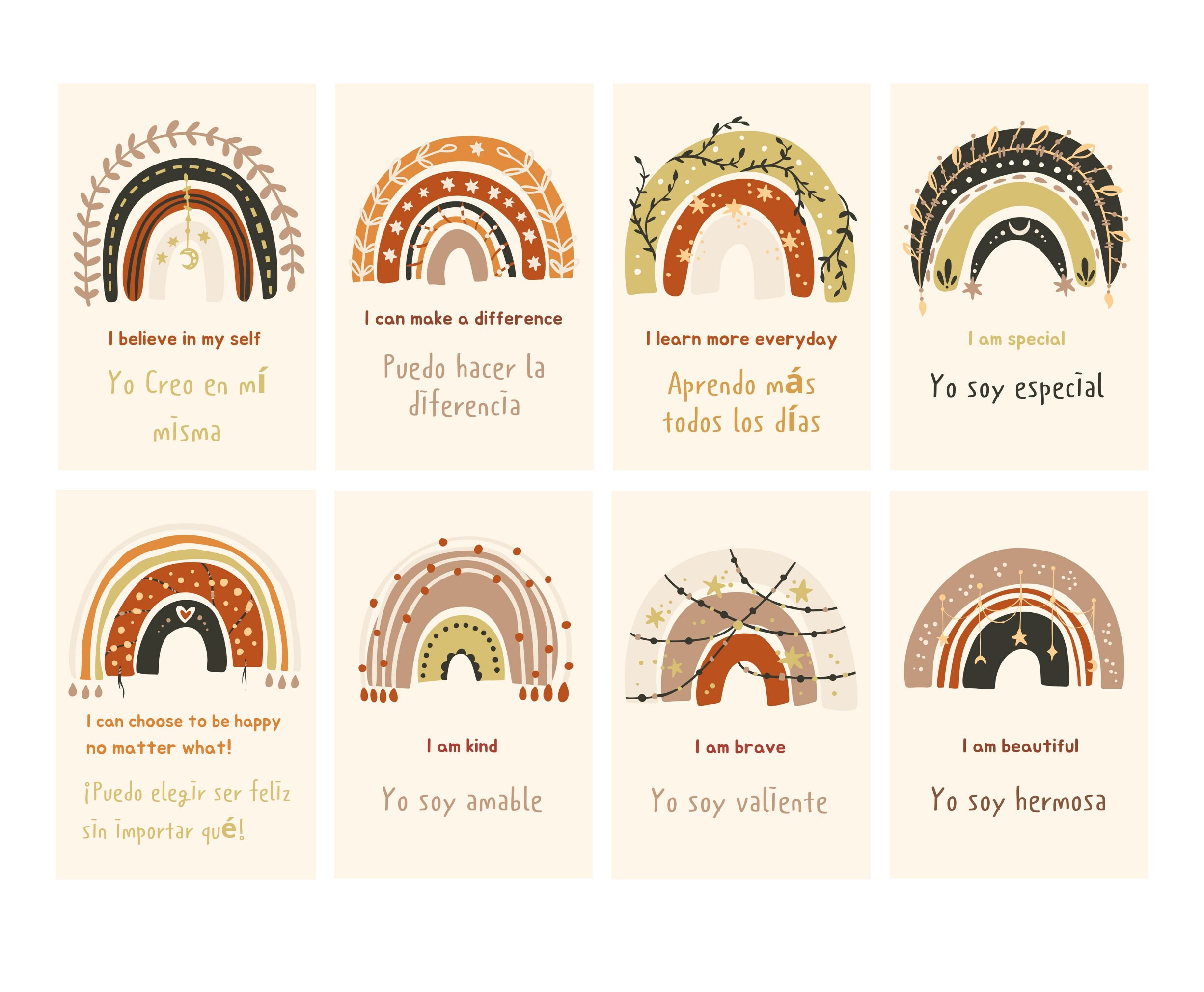 Bilingual Spanish Girl Affirmation Cards for Kids Printable - Etsy