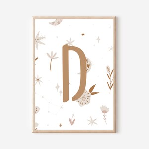 Boho Letter D Print: Kids Room Wall Art (digital Download) - Etsy
