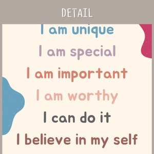 Positive Affirmation Poster for Kids, Affirmations in Neutral Colors ...