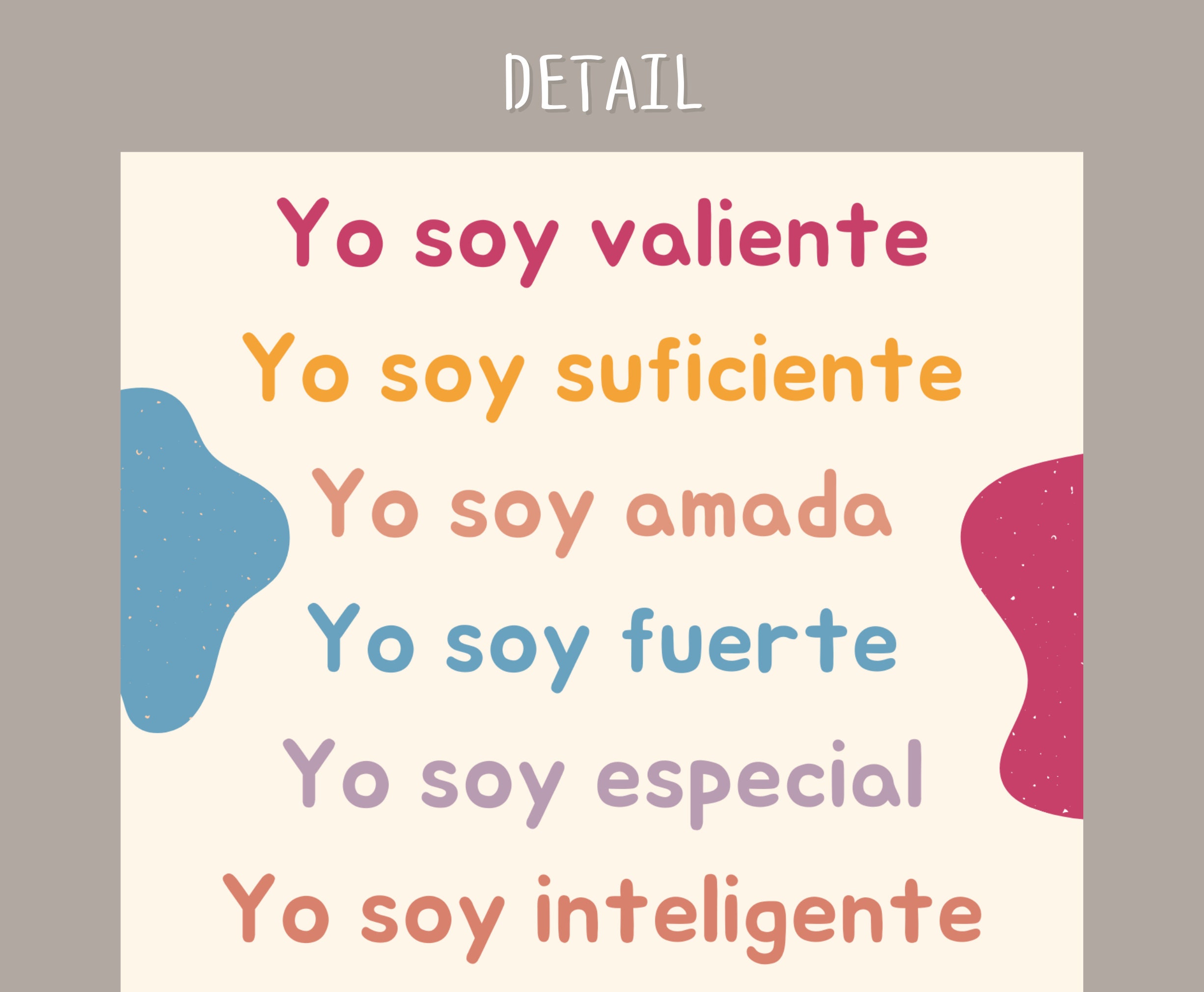 Spanish Classroom Decor, Positive Affirmation Poster for Toddler ...
