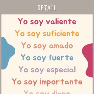 Spanish Classroom Decor, Positive Affirmation Poster for Toddler ...