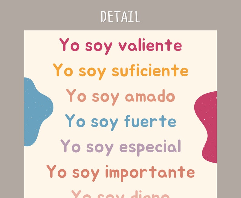 Spanish Classroom Decor, Positive Affirmation Poster for Toddler ...