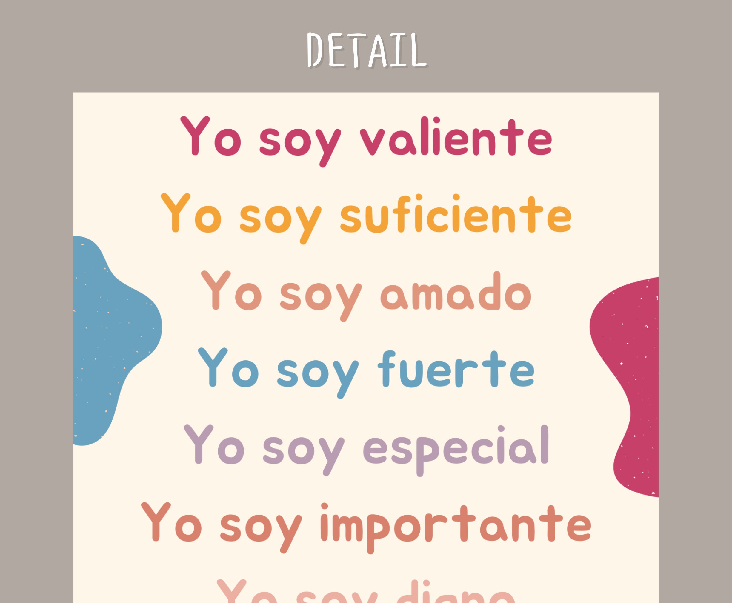 Spanish Classroom Decor, Positive Affirmation Poster for Toddler ...