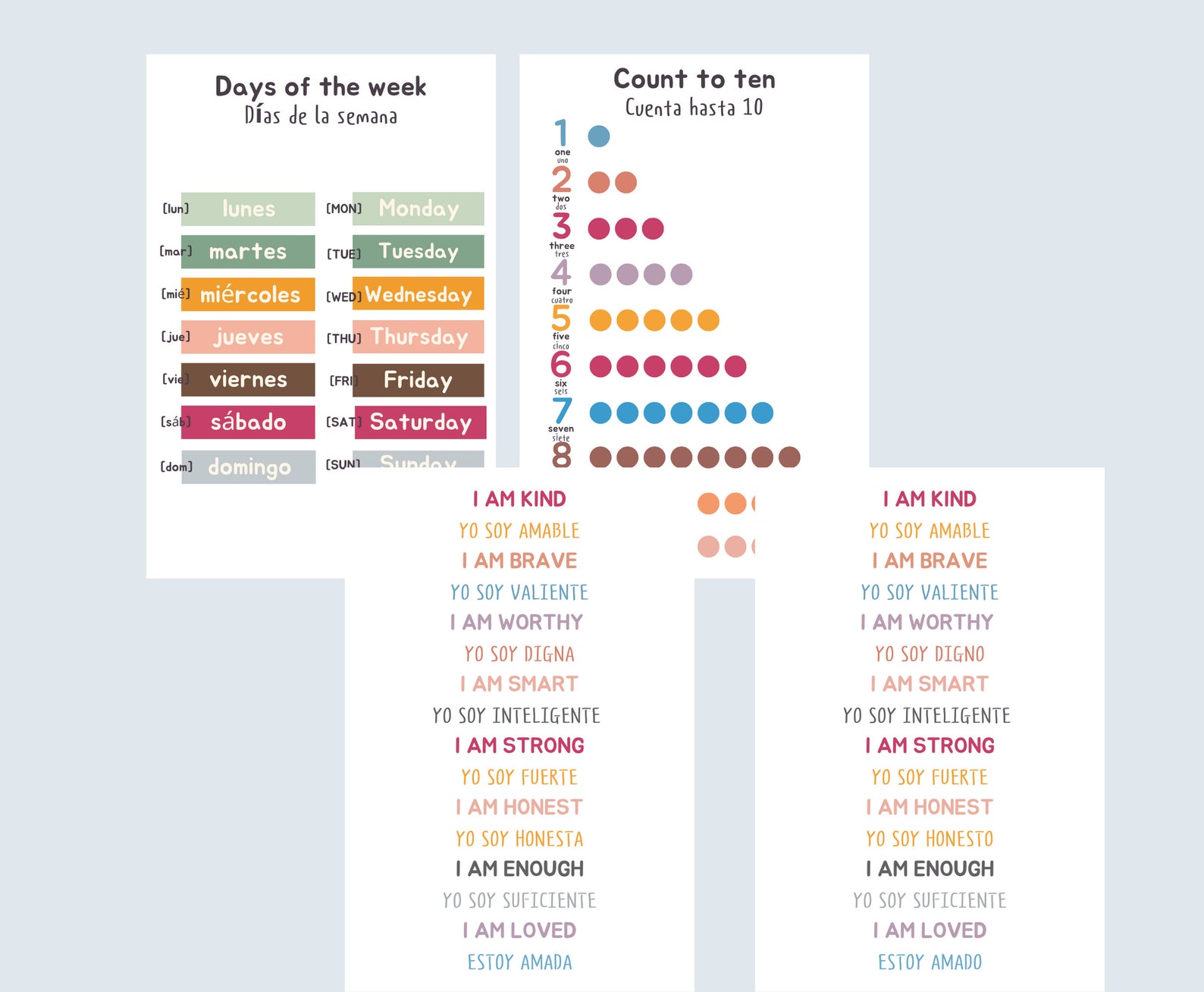 Bilingual Spanish Educational Posters Set for Kids and - Etsy