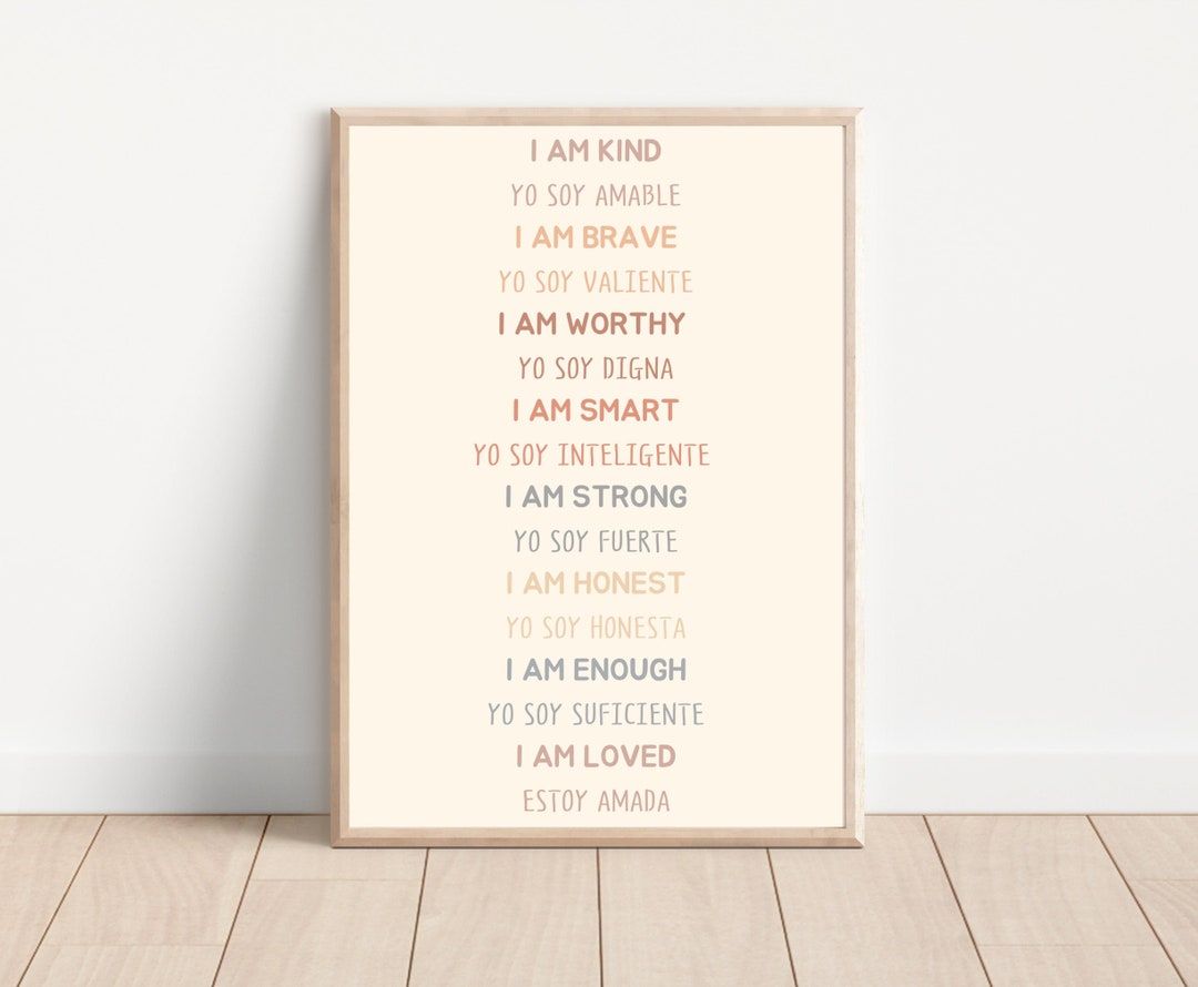 Bilingual Spanish Classroom Decor, Positive Affirmation Poster for ...