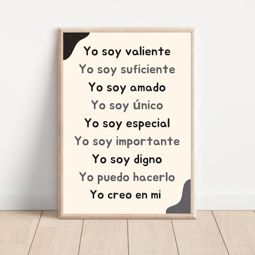 Positive Spanish Boho Affirmation Poster for Kidsmotivational - Etsy