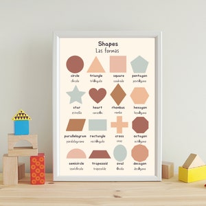 Shapes Educational Bilingual Spanish Poster Printable, English and ...