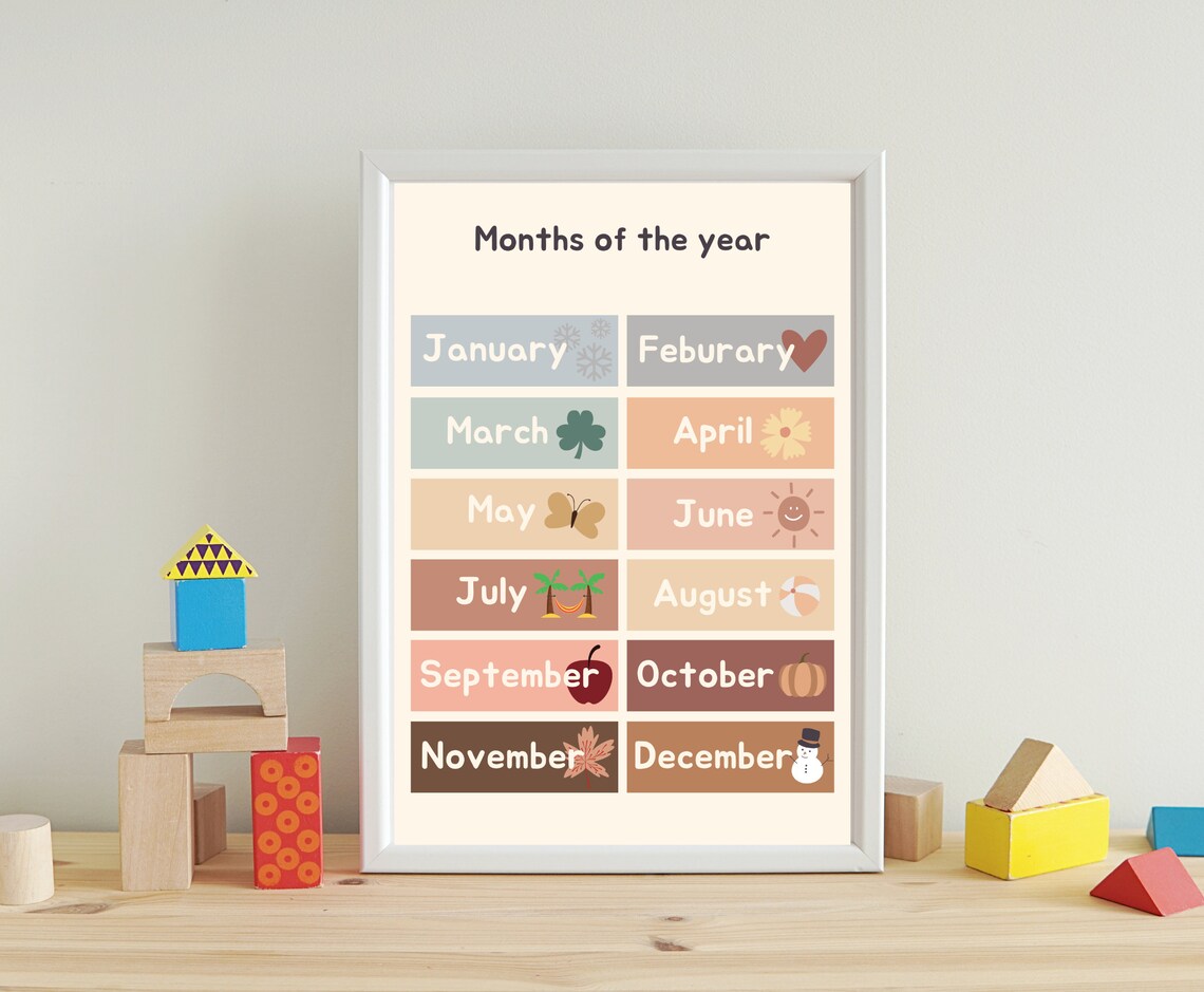 Months Poster,months of the Year Poster,digital Download Poster,boho ...