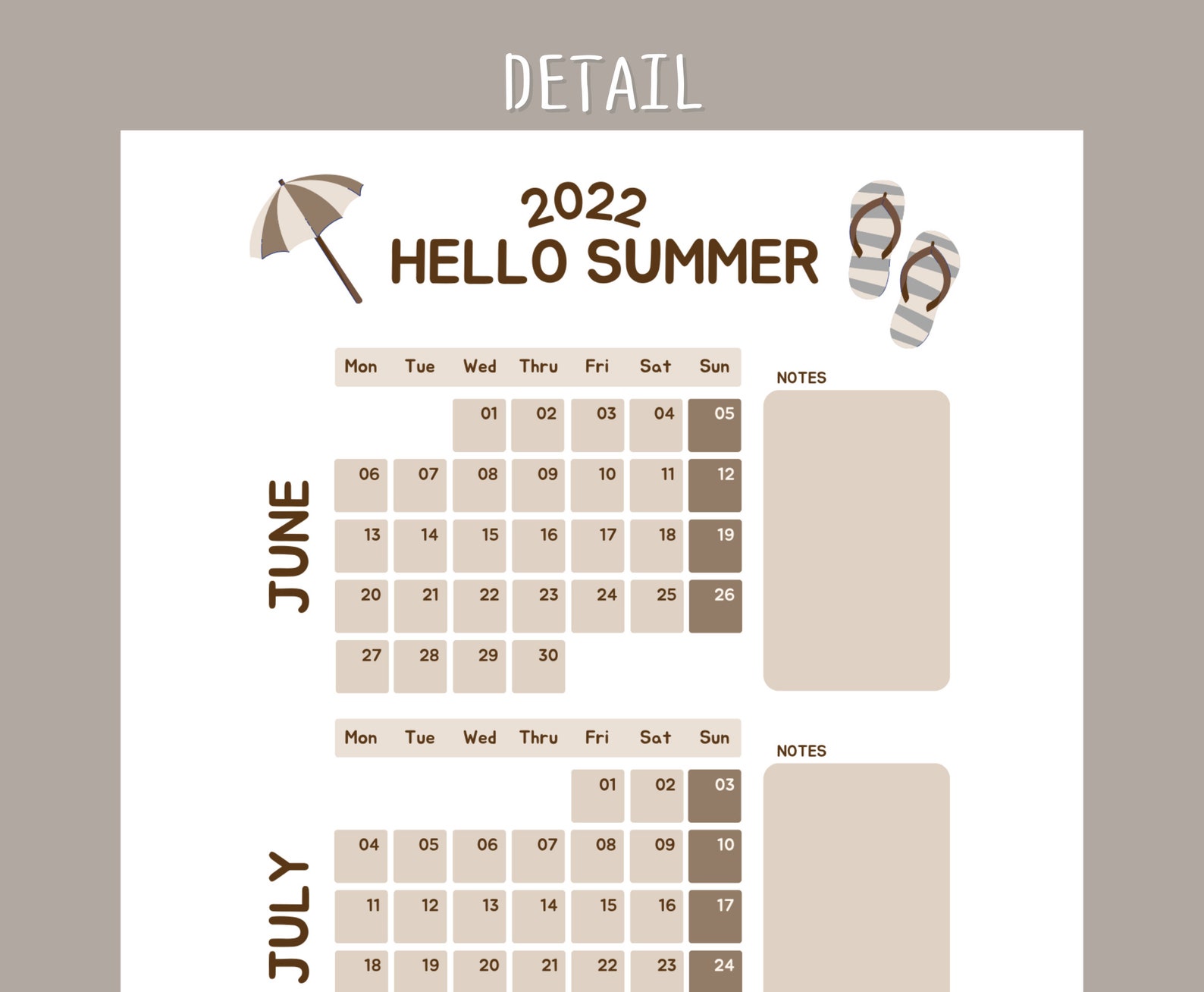 Printable Editable Summer Calendar Poster for Kids. | Etsy