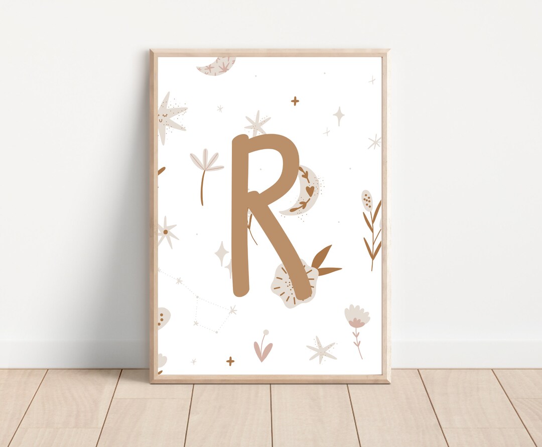 Boho Monogram R Letter Print,custom Initial R, Personalized Letter Boho ...
