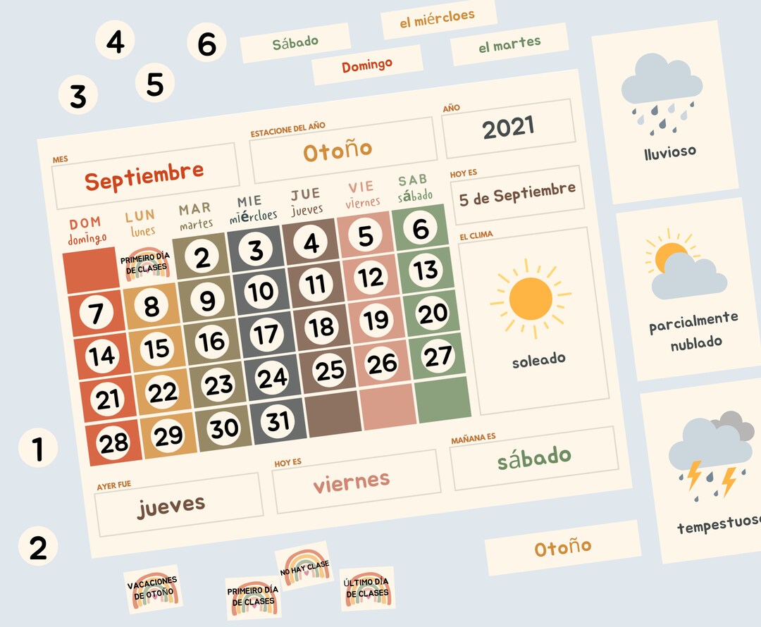 Editable Spanish Calendar: Classroom Decor, Morning Circle Time ...