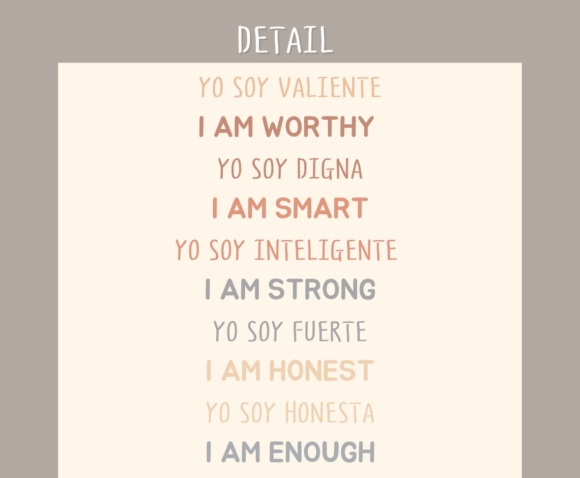 Bilingual Spanish Classroom Decor, Positive Affirmation Poster for ...