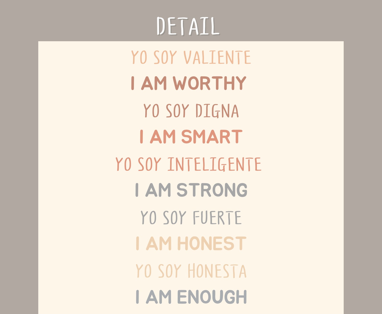 Bilingual Spanish Classroom Decor, Positive Affirmation Poster for ...