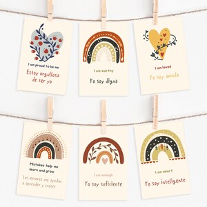 Bilingual Spanish Girl Affirmation Cards for Kids , Printable Positive ...