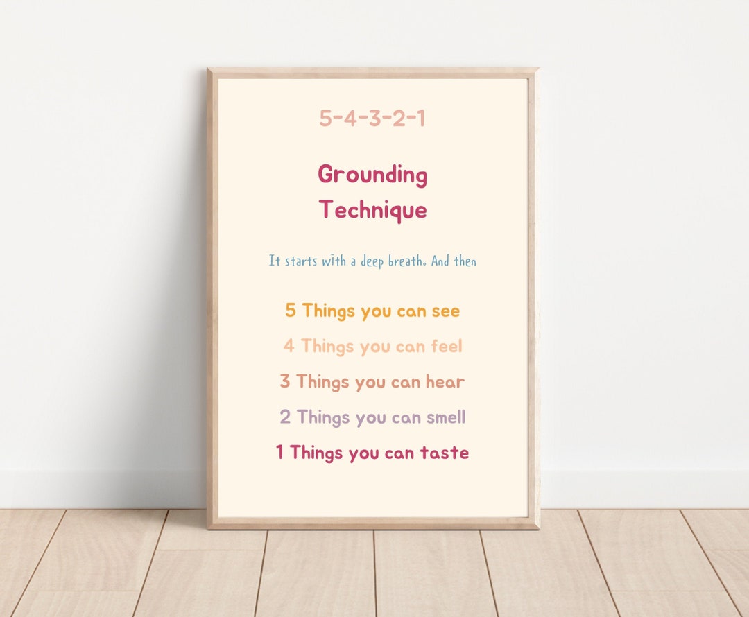 Grounding Technique Chart, Mental Health Digital Poster,sensory Corner ...