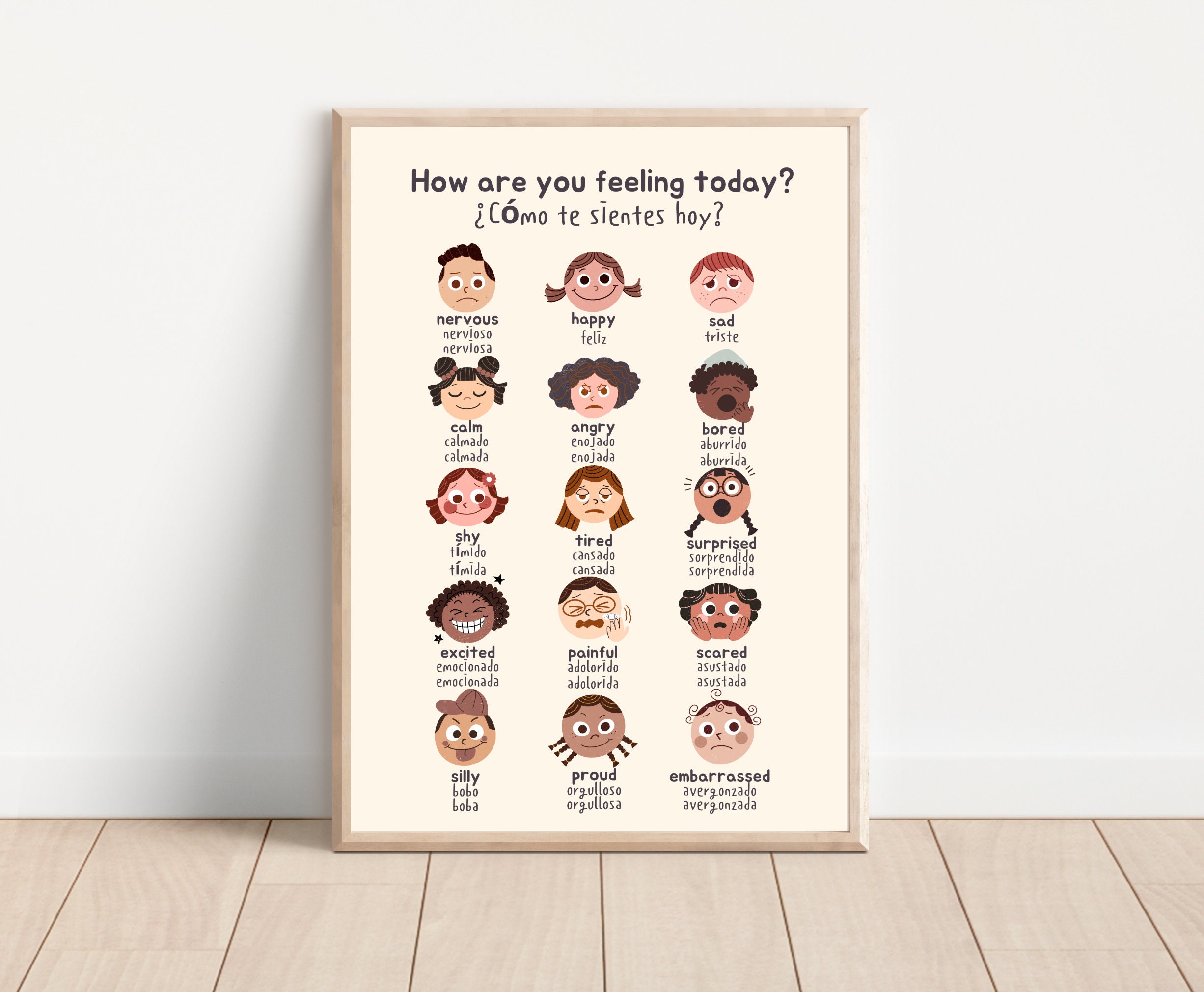 Set of 4 Educational Posters,bilingual Spanish Emotion,calming Corner ...