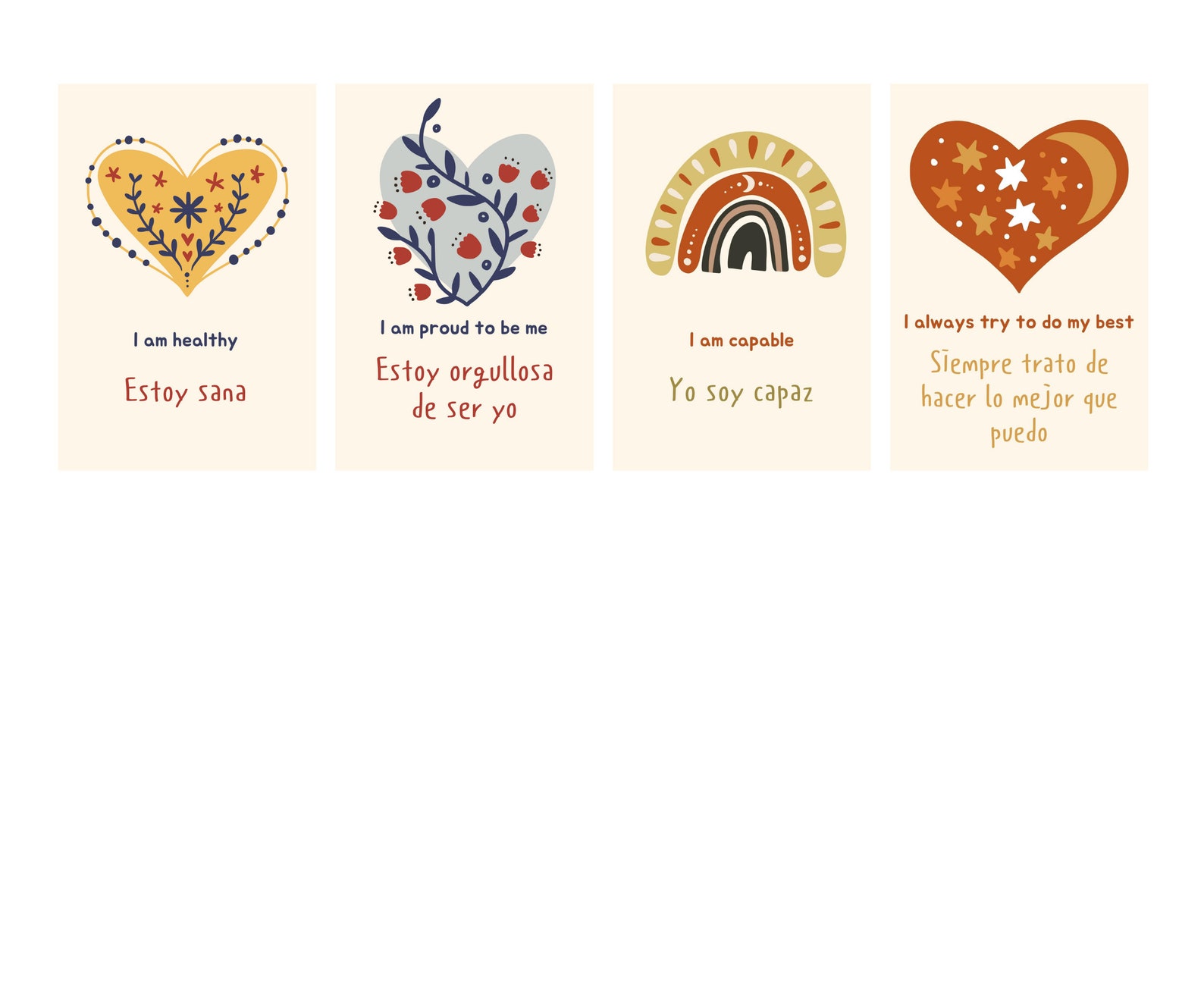 Bilingual Spanish Girl Affirmation Cards for Kids Printable - Etsy
