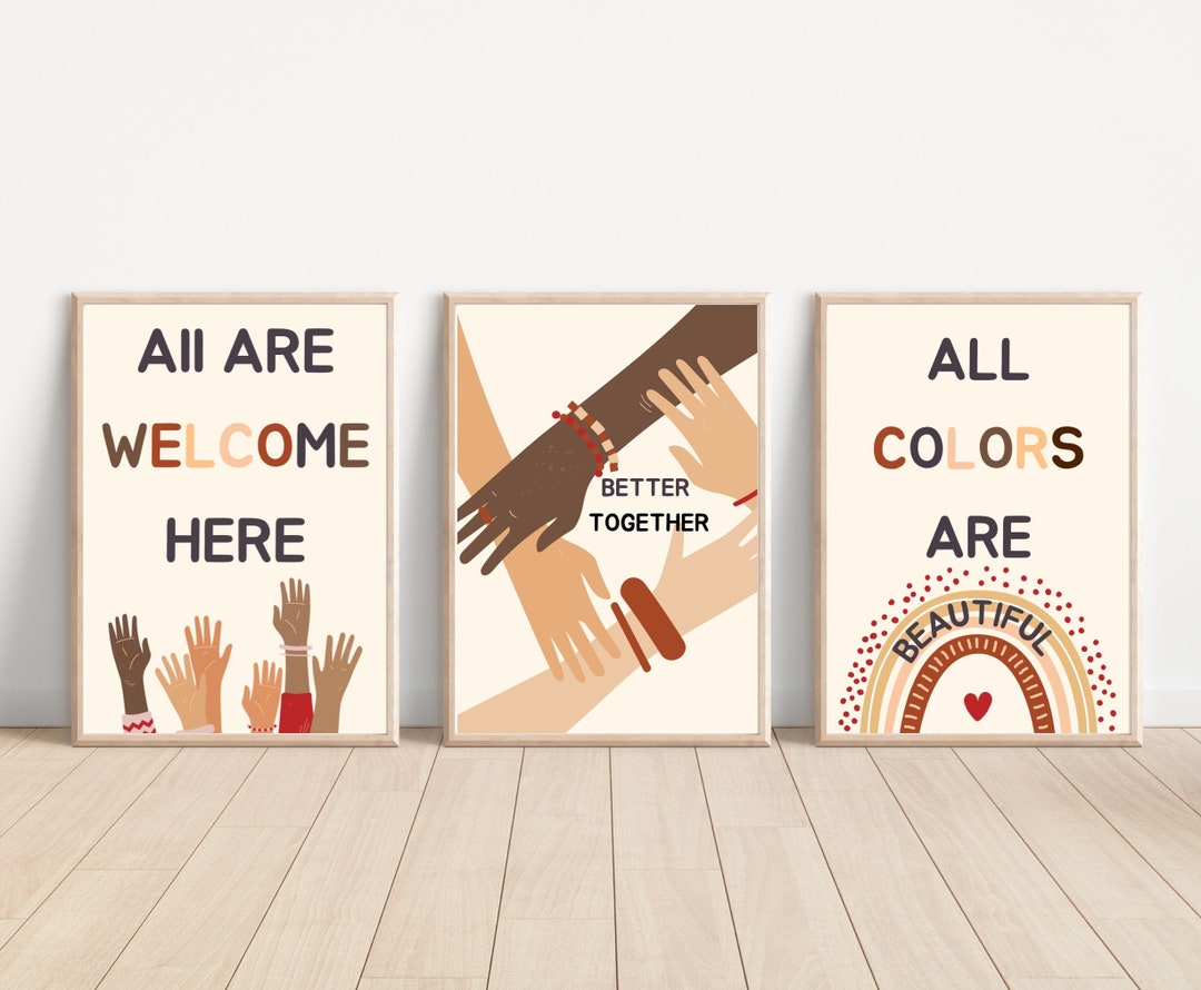 Diversity Art Set, All Are Welcome Here, Classroom Decor for Kids ...