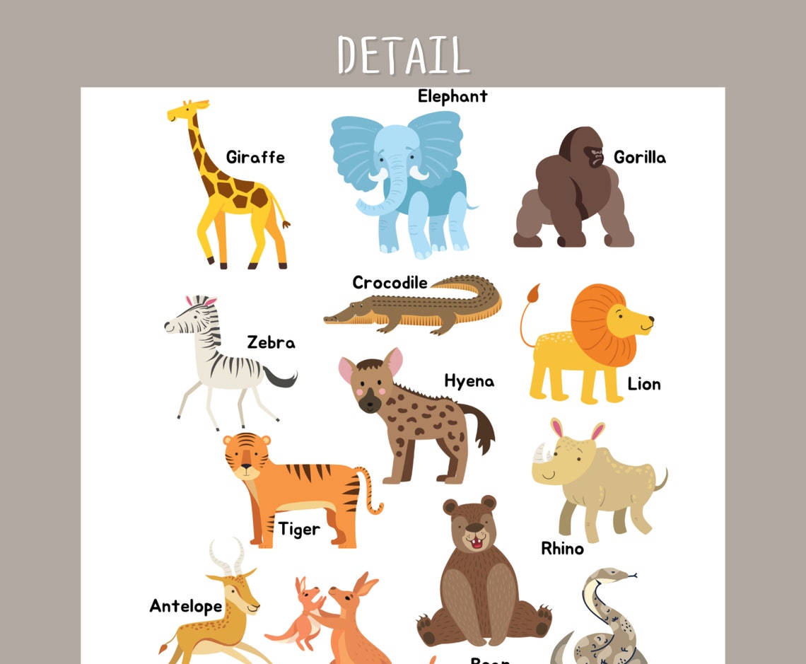 Educational Animals Nursery Posters Set,home School Wall Printable ...