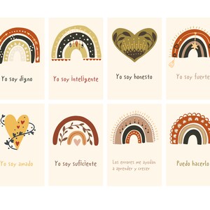 20 Rainbow Boho Spanish Affirmation Cards for Boy , Printable Positive ...