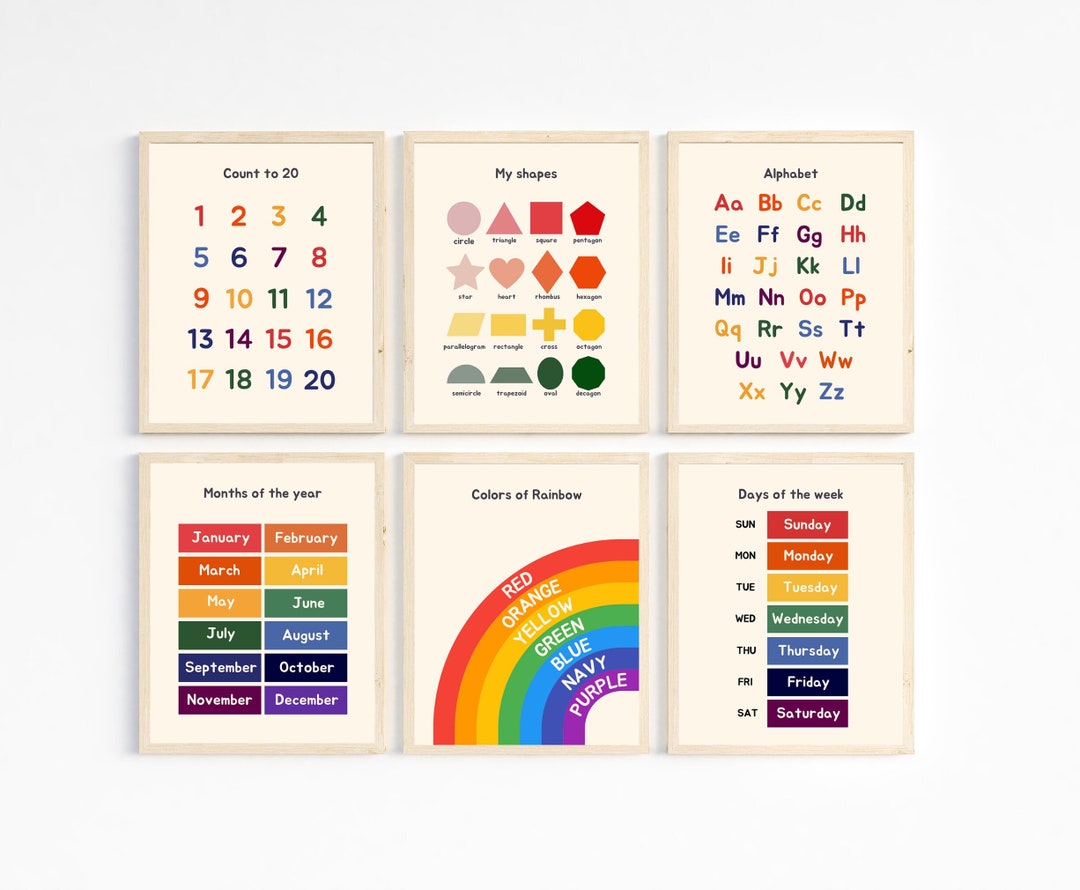 Educational Posters Set,alphabet Poster, Printable Homeschool ,rainbow ...