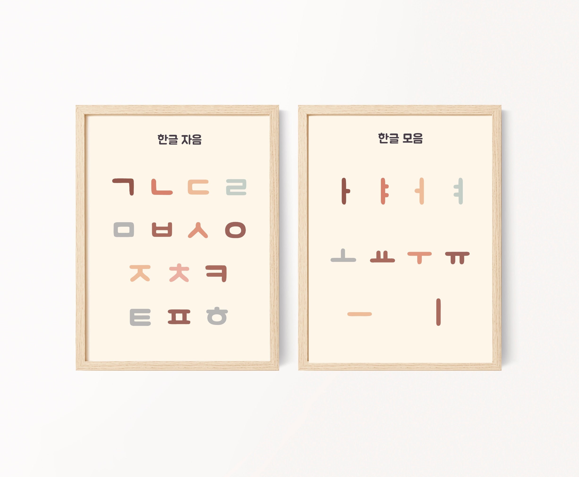 Set of 2 Korean Alphabet Poster Korean Room Decor Korean - Etsy