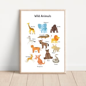 Educational Animals Nursery Posters Set,home School Wall Printable ...