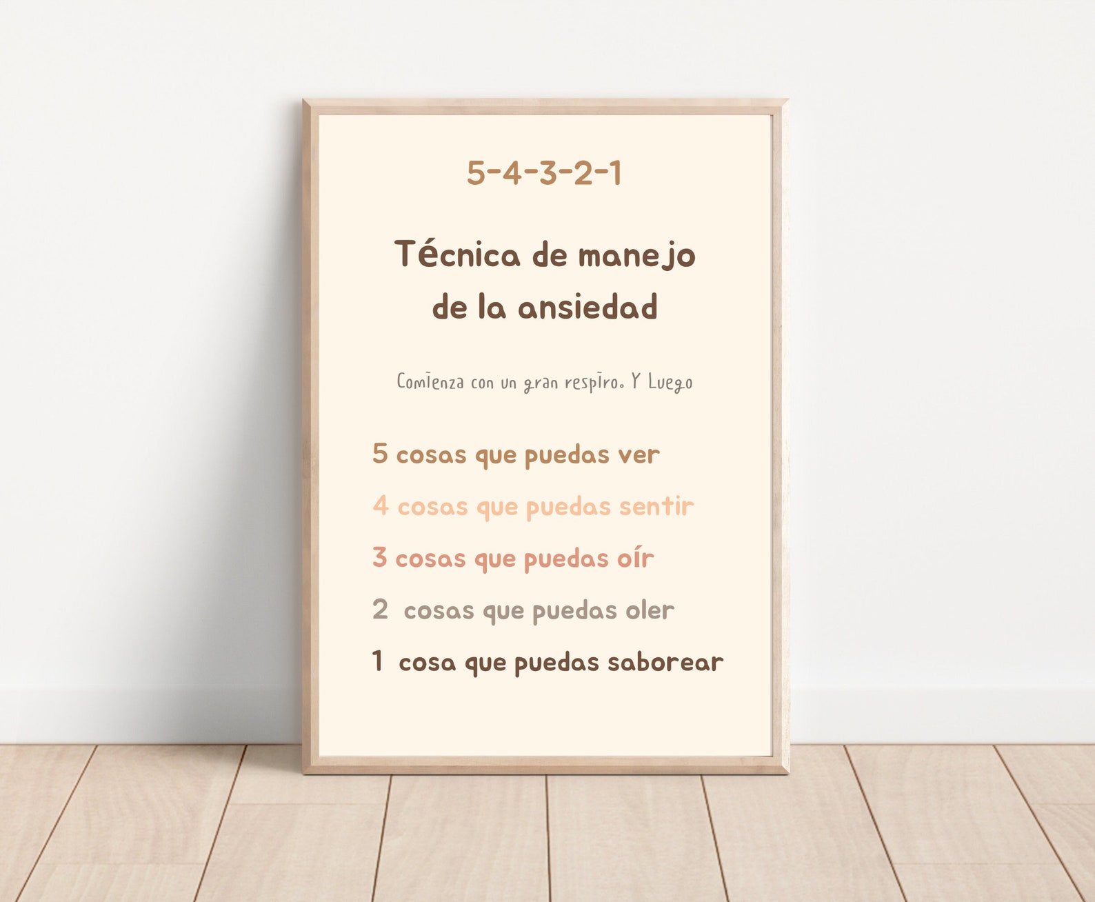 Spanish Grounding Technique Chart Mental Health Digital - Etsy