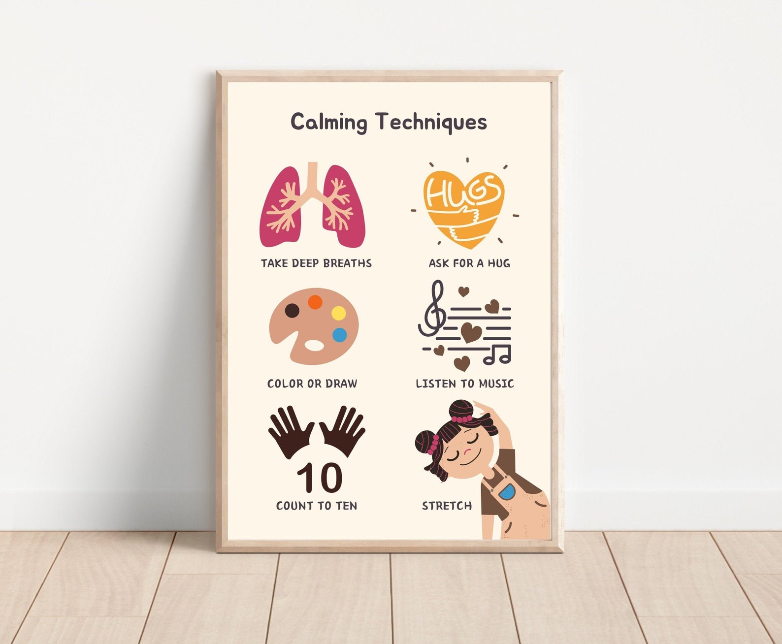 Calming Techniques Chart Poster Calming Corner for Preschool | Etsy