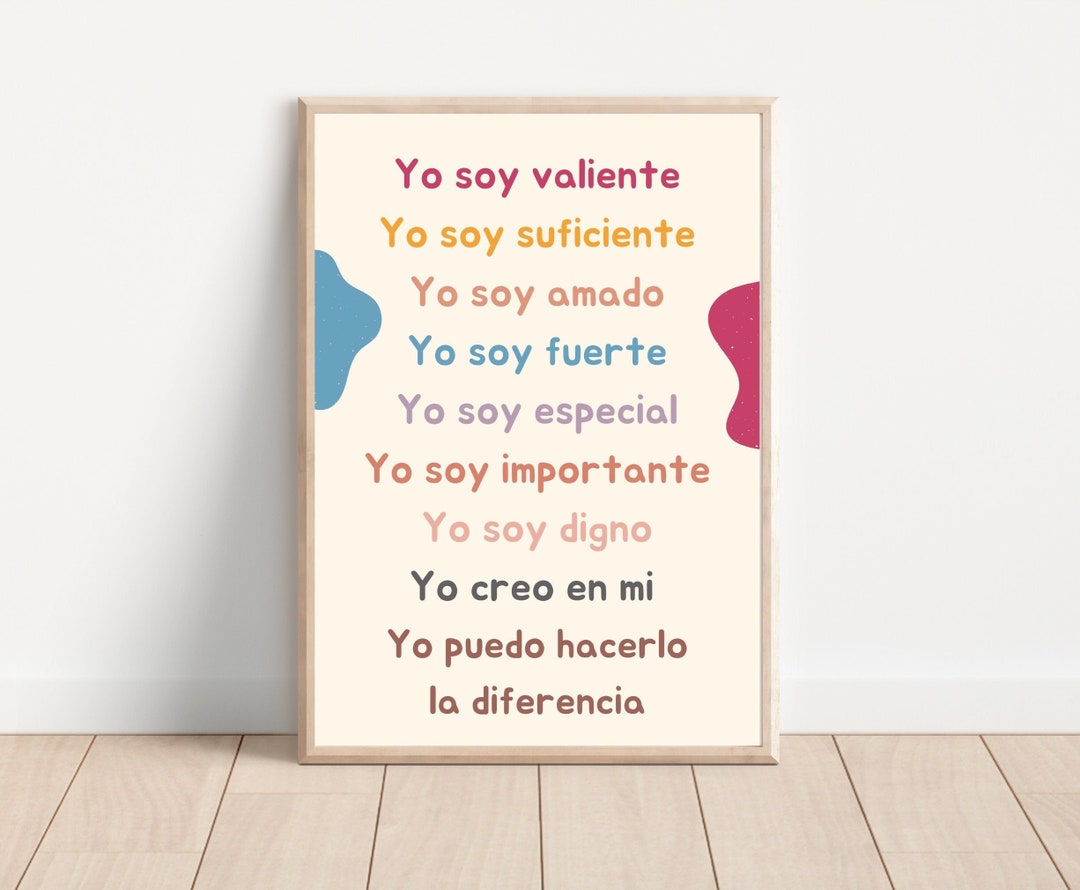 Spanish Classroom Decor, Positive Affirmation Poster for Toddler ...
