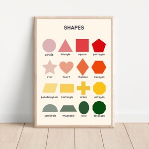 Set of 2 Shapes and Colors Poster, Shapes and Colors Printable, Shapes ...