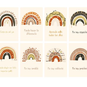 20 Rainbow Boho Spanish Affirmation Cards for Boy , Printable Positive ...