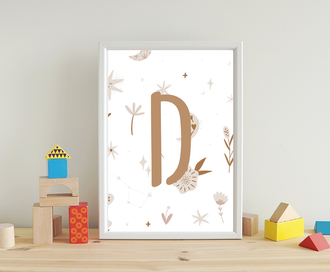 Boho Letter D Print: Kids Room Wall Art (digital Download) - Etsy