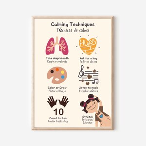 Bilingual Spanish Calming Techniques Poster, Calming Chart, Calming ...
