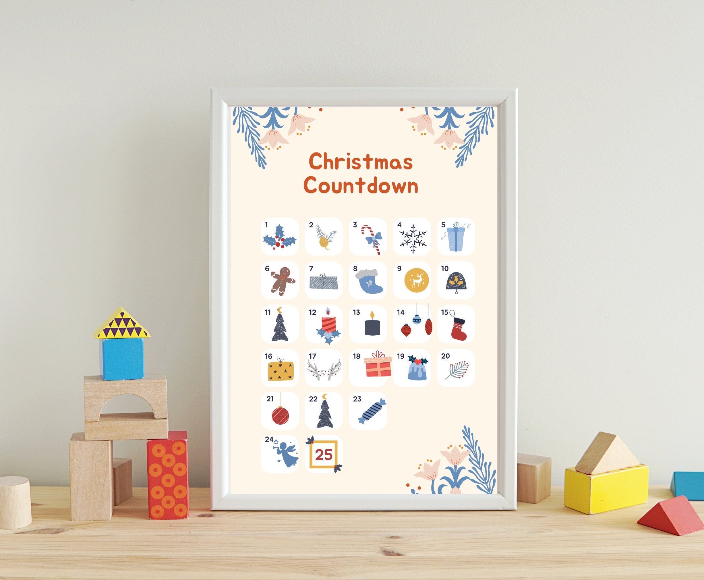 Advent Calendar Printable Christmas Countdown Wall Art - Etsy